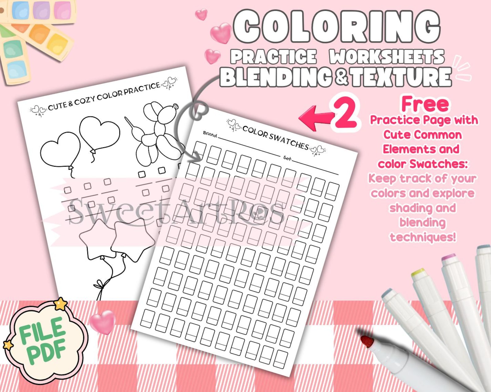 Coloring Practice Worksheets: Blending & Shading (PDF) - Etsy