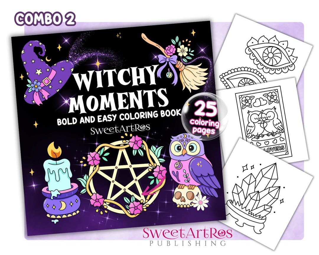 Witchy Coloring Pages | Halloween Spooky Printables, Witchcore (PDF A4 ...