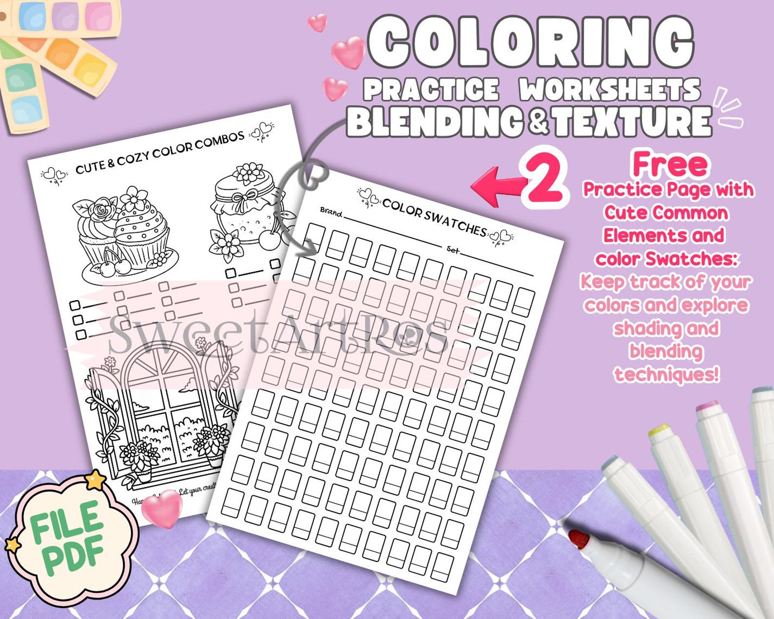 Coloring Practice Worksheets: Blending & Texture (PDF) - Etsy