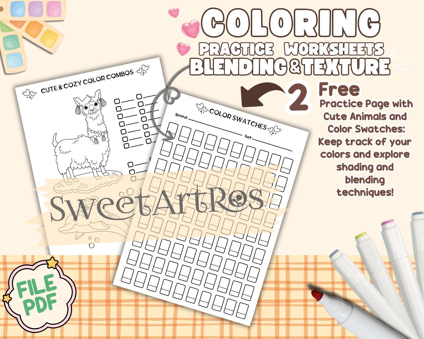 Animal Coloring Practice Worksheets: Blending & Textures (PDF) - Etsy