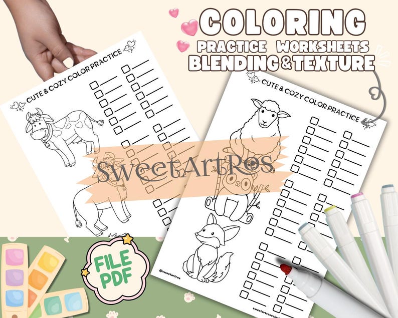 Animal Coloring Practice Worksheets: Blending & Textures (PDF) - Etsy