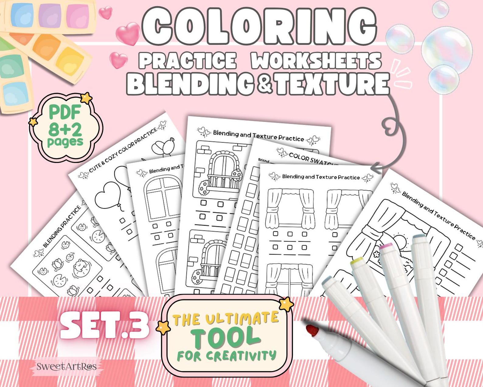 Coloring Practice Worksheets: Blending & Shading (PDF) - Etsy
