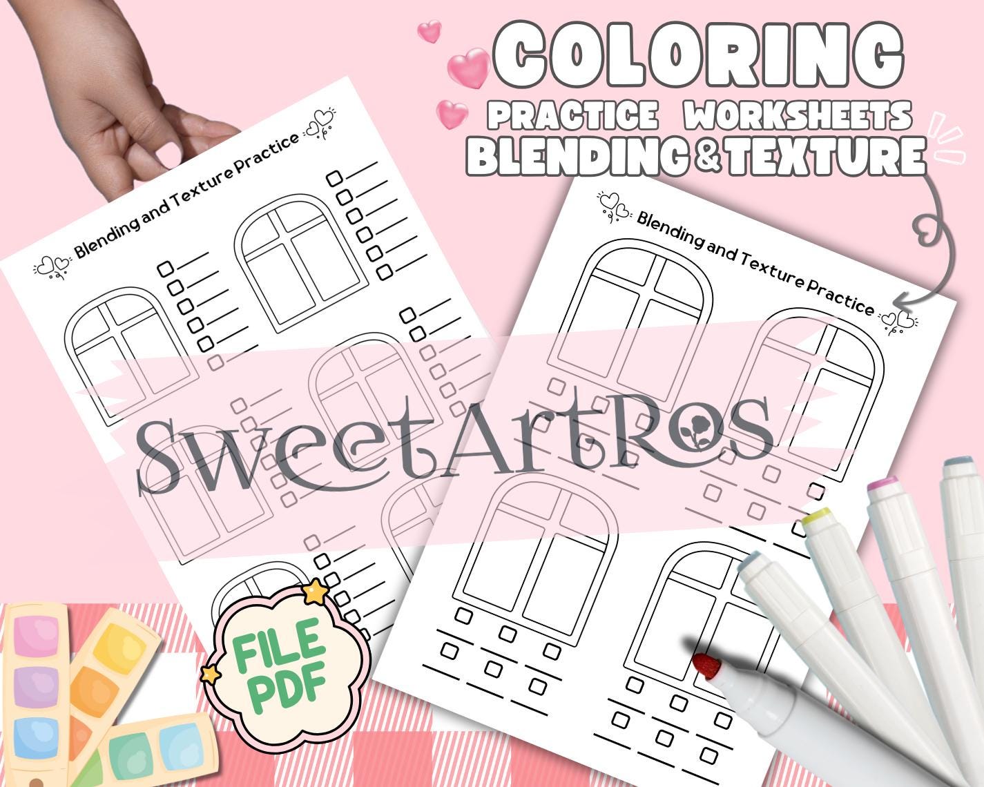 Coloring Practice Worksheets: Blending & Shading (PDF) - Etsy