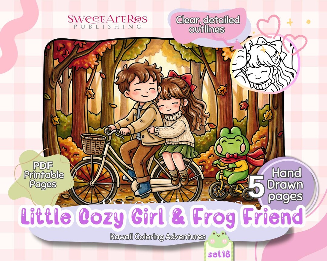 Little Friends Love Moments Coloring Pages | Cute and Cozy Kawaii ...