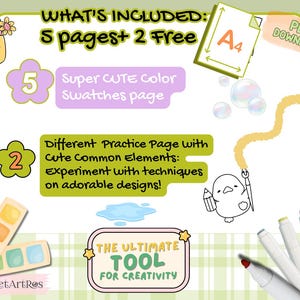 Coloring Practice Worksheets, Color Swatch Charts, Blank Layouts for ...