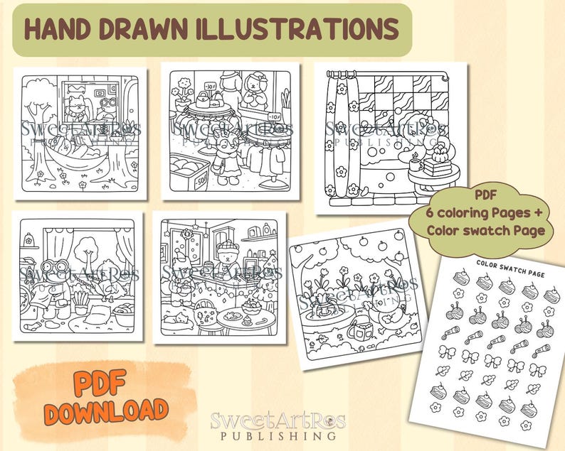 Cozy Fuzzy Friends - Hand-drawn Coloring Book, Super Cute Animal ...