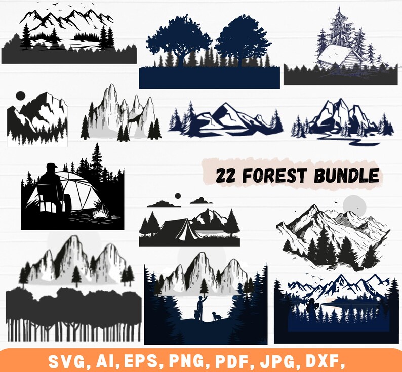 Forest Landscape SVG, Forest Scene Svg, Forest Silhouette Svg, Woodland ...
