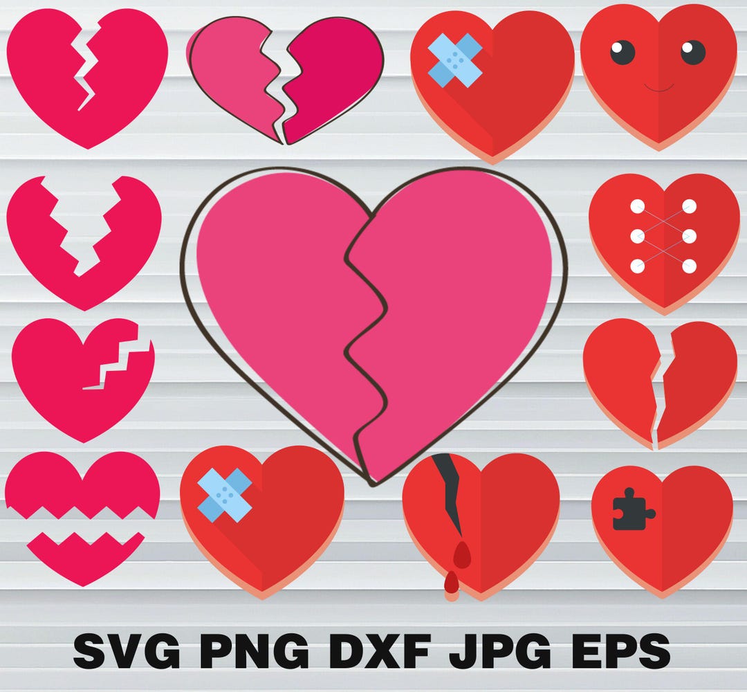 Broken Heart SVG Bundle | Sad Love Cut Files | Heartbreak Clipart ...