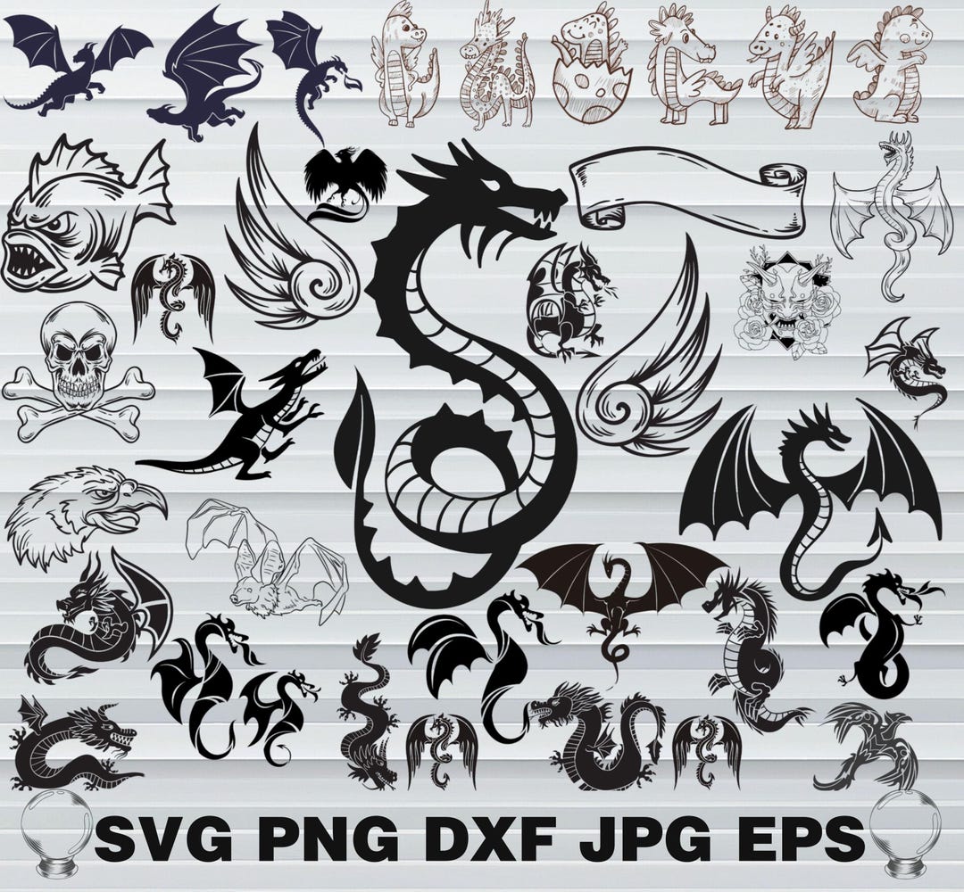 Dragon SVG Bundle, High Quality Dragon Designs for Cricut, Silhouette ...