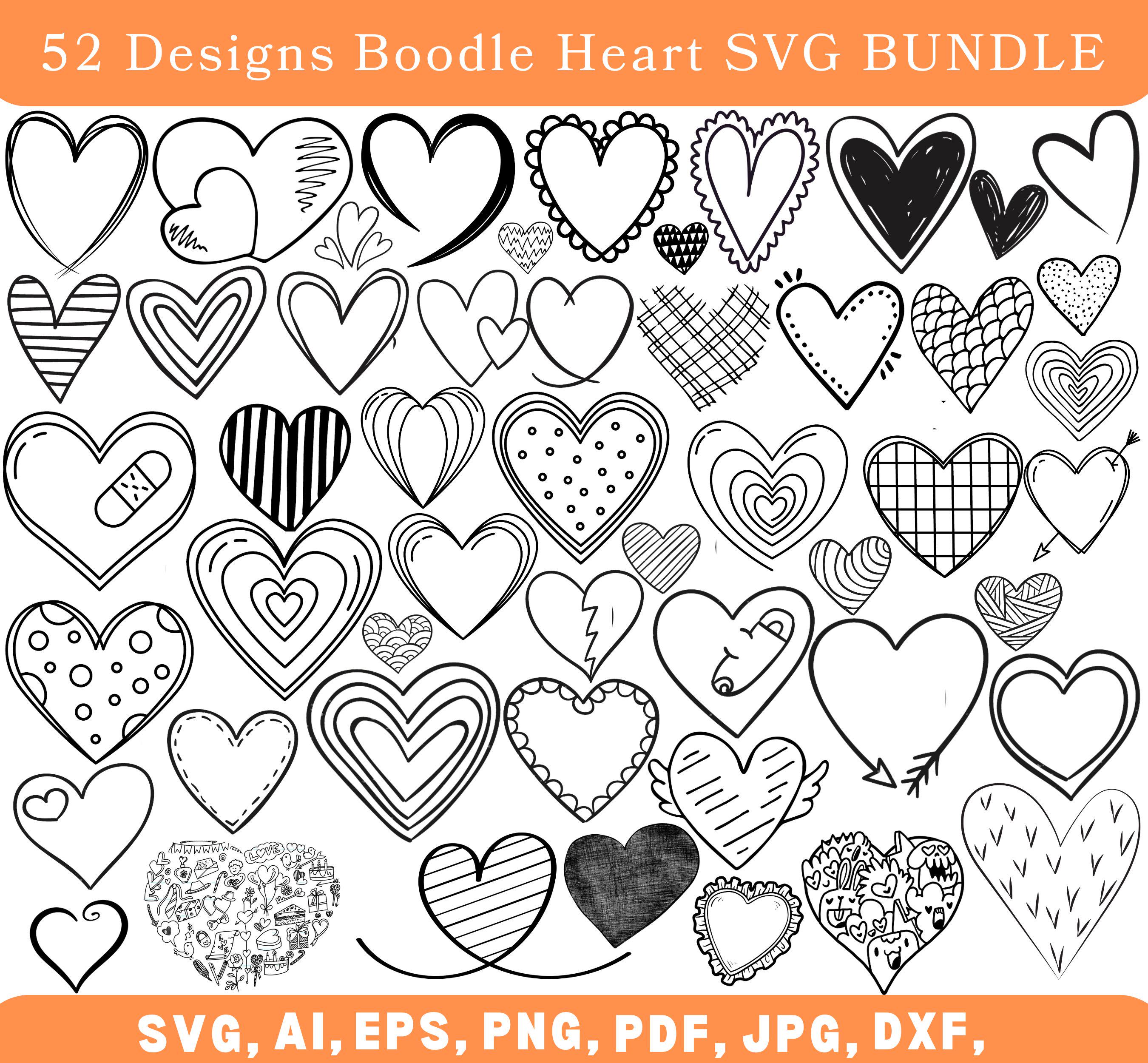 Heart Svg Bundle, Heart Svg, Hand Drawn Heart Svg, Open Heart Svg ...