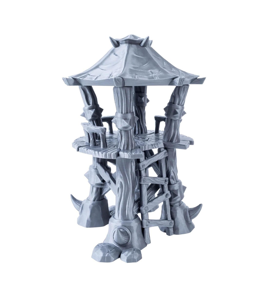Orc Camp Two-level Watchtower With Ladder, Stackable Design, 28/32mm Scale, Gray and Unpainted ...