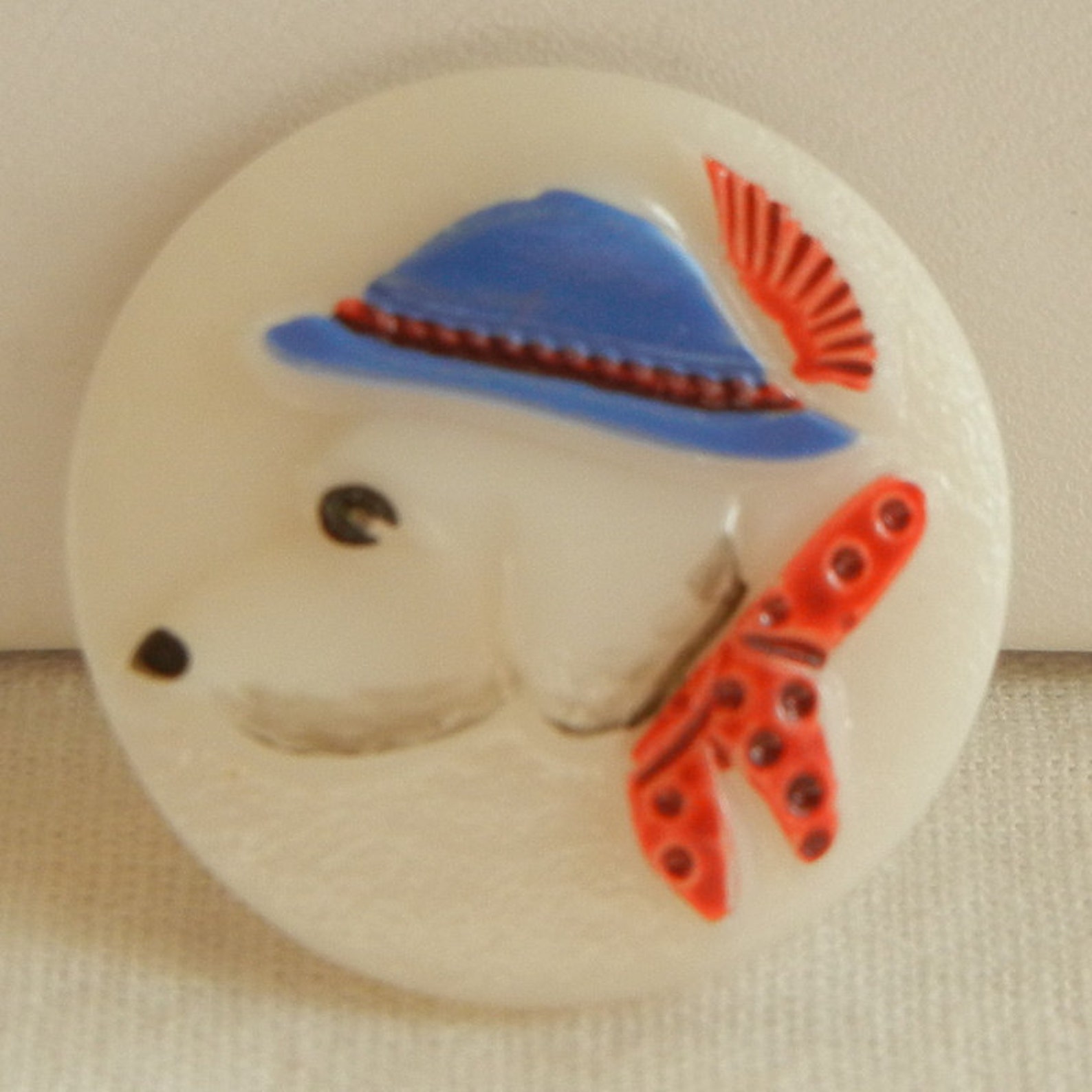 Dog in Hat Czech Glass Button - Etsy
