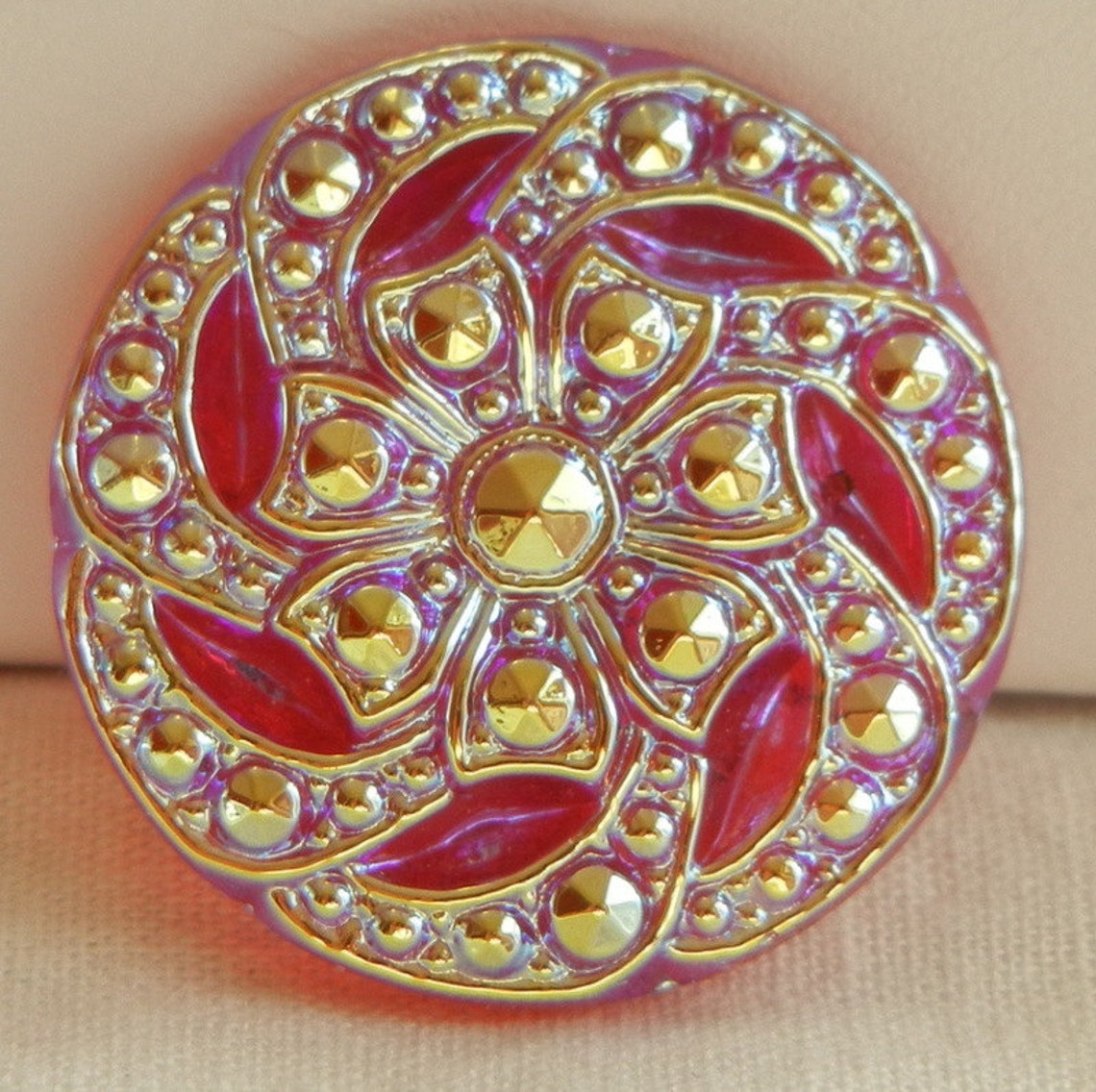 Sparkling Loops Czech Glass Button - Etsy Canada