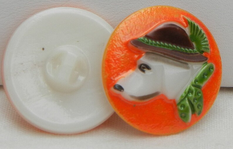 Dog in Hat Czech Glass Button - Etsy