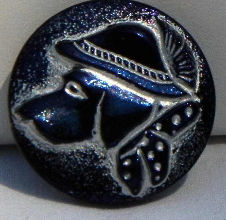 Dog in Hat Czech Glass Button - Etsy