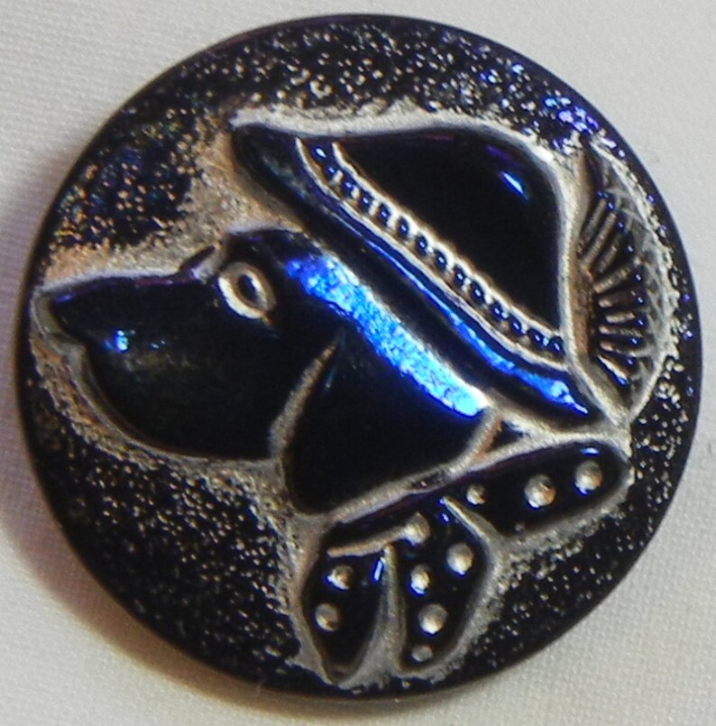 Dog in Hat Czech Glass Button - Etsy
