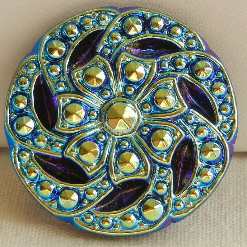 Sparkling Loops Czech Glass Button - Etsy