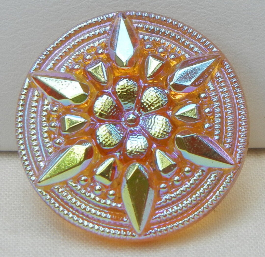 6 Point Star Czech Glass Button - Etsy