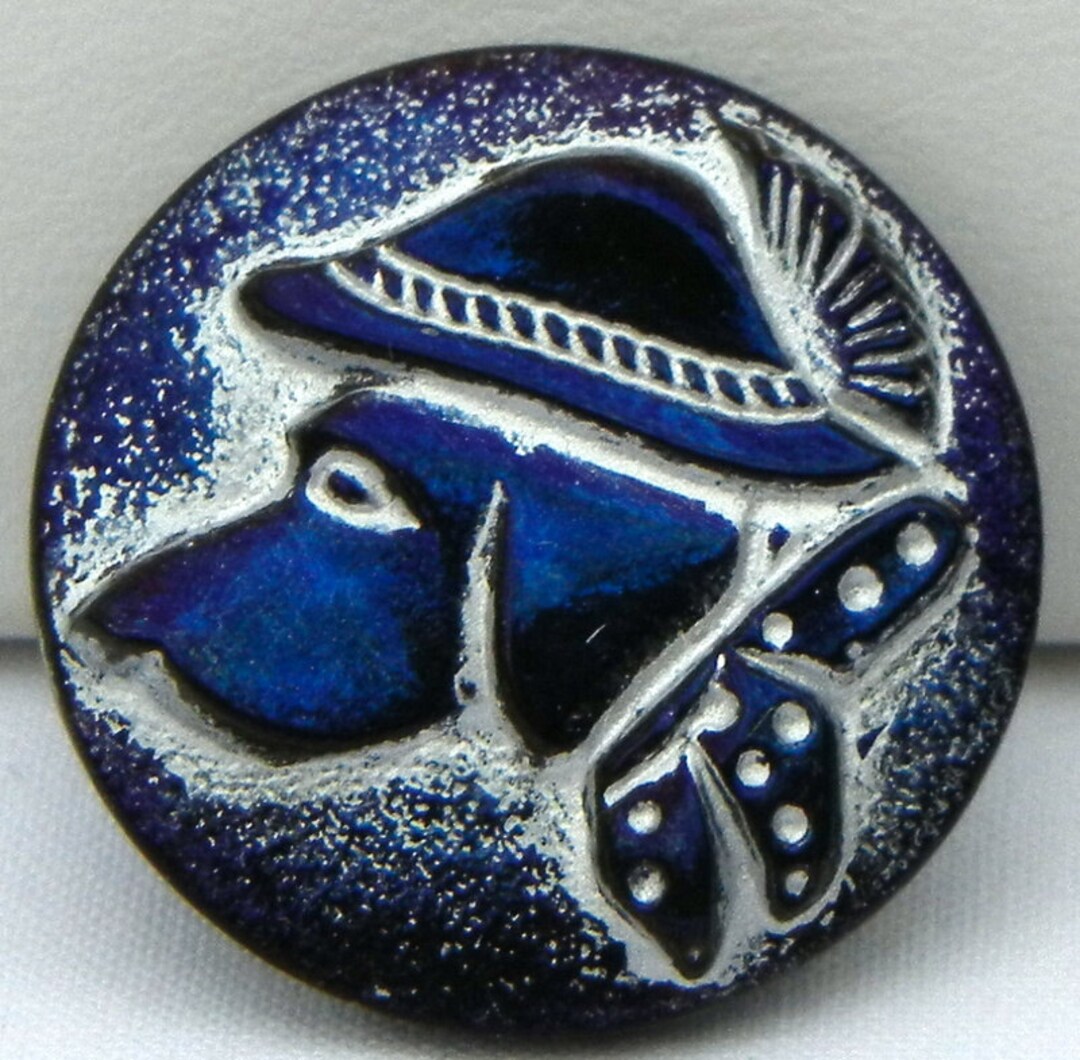 Dog in Hat Czech Glass Button - Etsy
