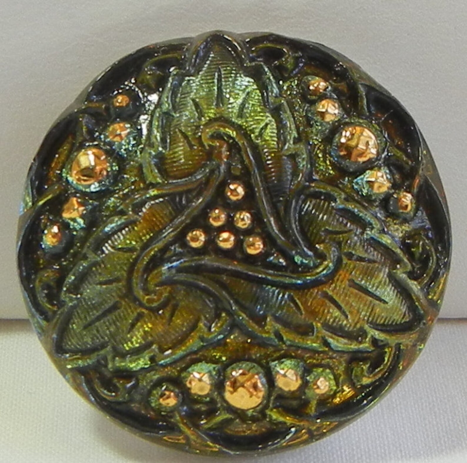 Leafy Triangle Czech Glass Button - Etsy