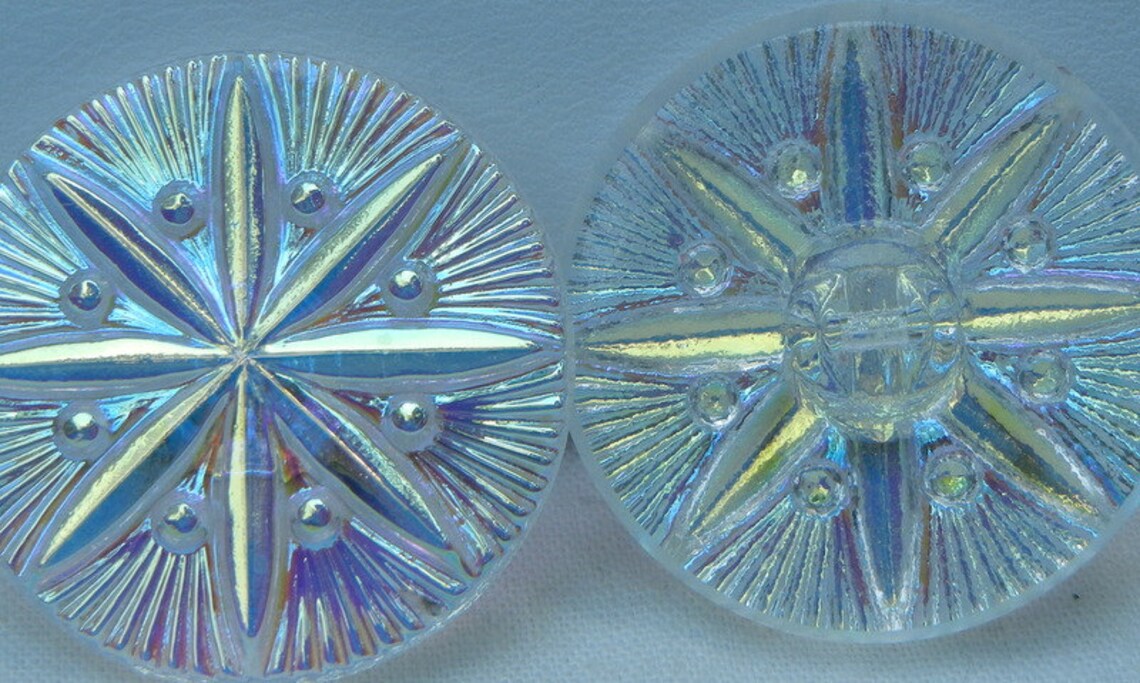 Eight Pointed Star Czech Glass Button - Etsy