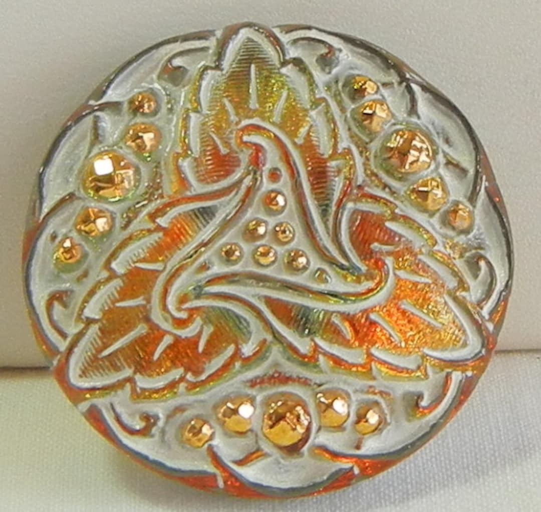 Leafy Triangle Czech Glass Button - Etsy