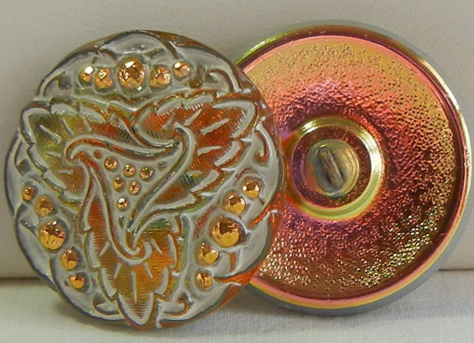 Leafy Triangle Czech Glass Button - Etsy