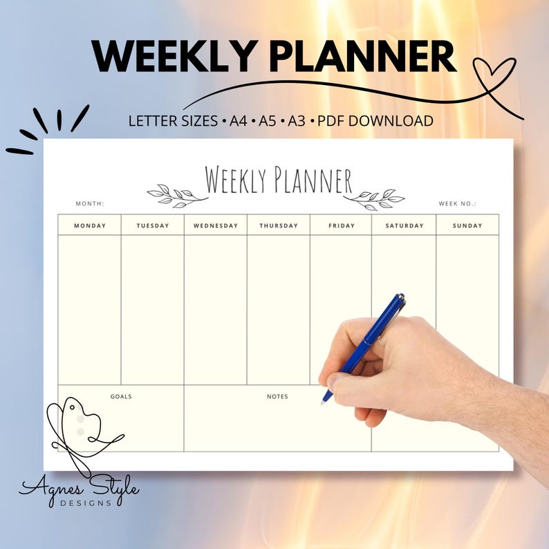 Weekly Planner 2025, Printable Minimalist Design, Templates PDF, 4 ...