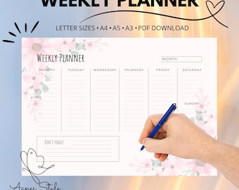 Weekly Planner 2025, Printable Minimalist Design, Templates PDF, 4 ...