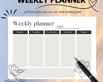 Weekly Planner 2025, Printable Minimalist Design, Templates PDF, 4 ...