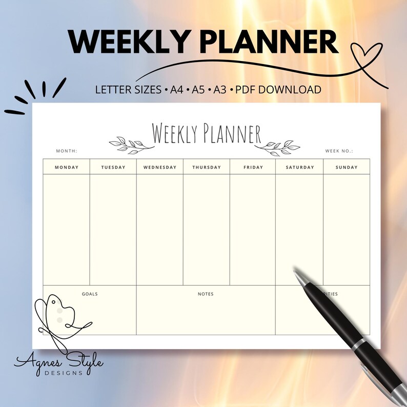 Weekly Planner 2025, Printable Minimalist Design, Templates PDF, 4 ...