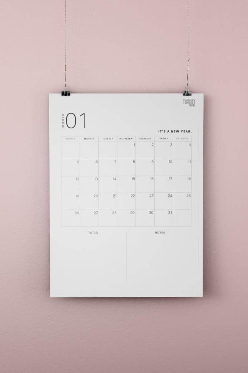 2025 Minimalist Printable Calendar Simple & Clean Design Modern Wall ...