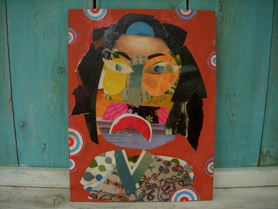MIXED MEDIA FACE Collage Made of Tissue and Paper Pieces - Etsy