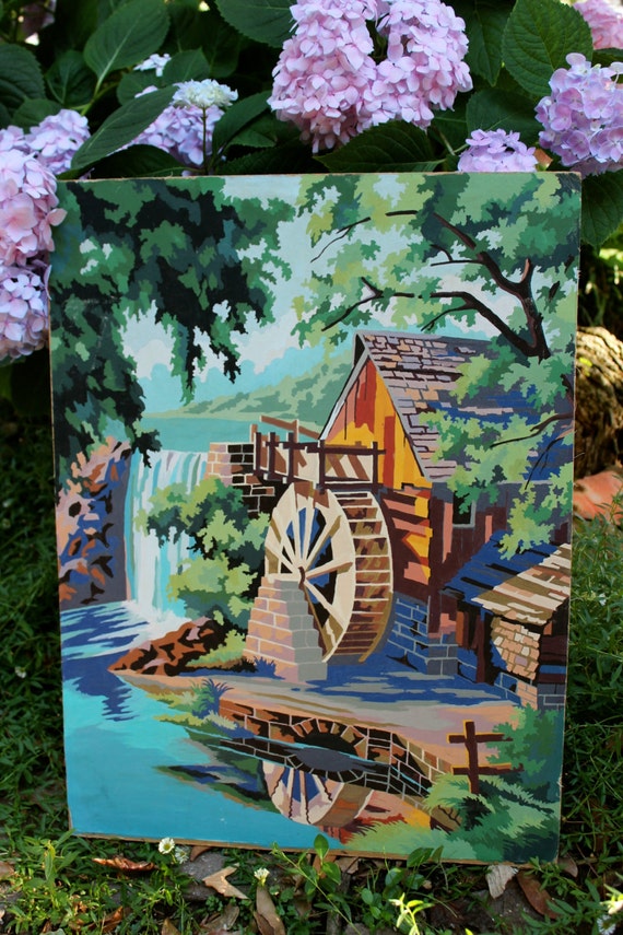 WATERMILL Vintage Paint by Number Mid Century Decor Art | Etsy