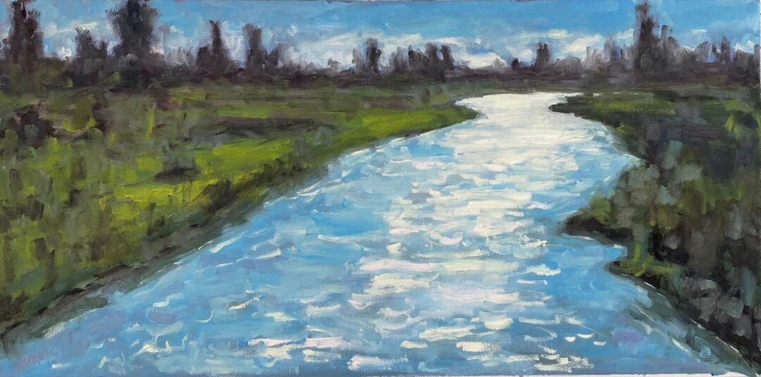 SPARKLING RIVER, Original Oil Painting, Waterscape, Landscape Art ...