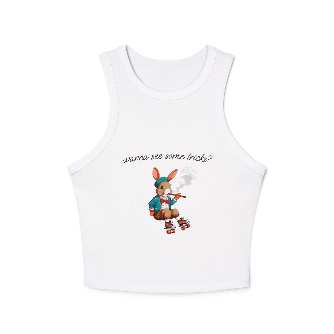Roller Bunny Graphic Tank Top: Trendy Summer Racerback - Etsy