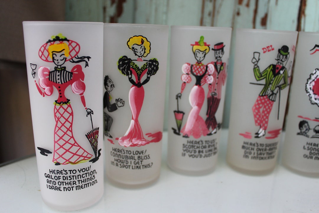 BURLESQUE WOMEN, Barware Risqué Humor, Glass Set, Mad Men Decor - Etsy