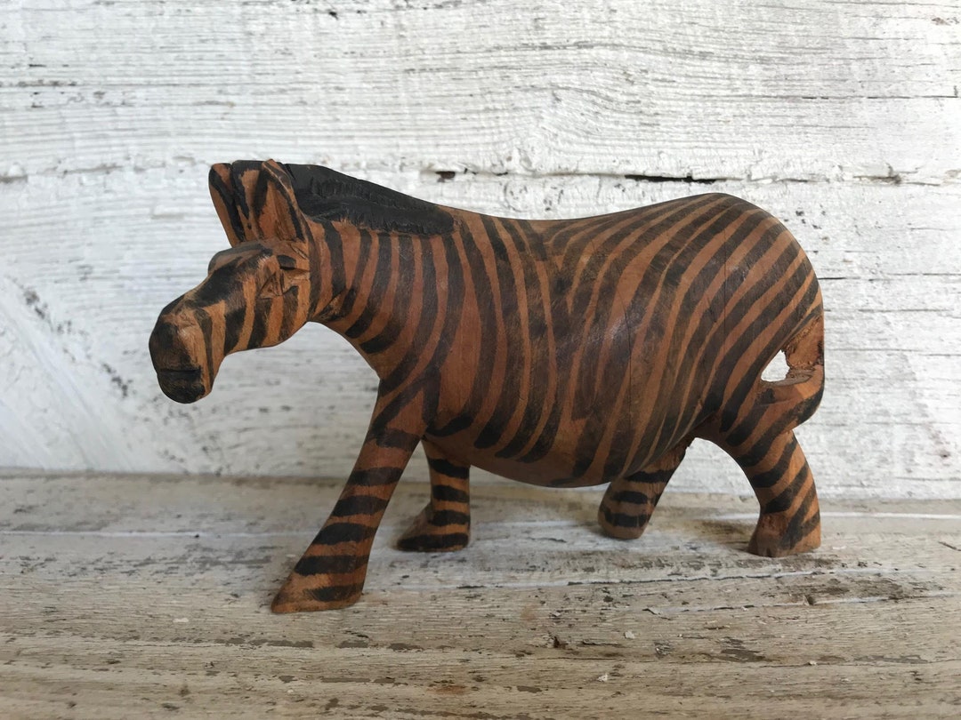 ZEBRA FIGURE WOOD, Vintage Mid Century Artwork Home Decor - Etsy