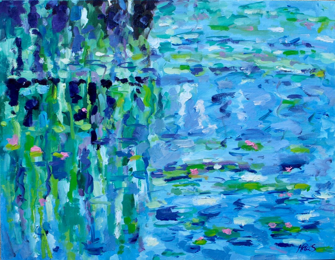 POND REFLECTIONS, Waterscape, Original Oil, Impressionist Painting ...