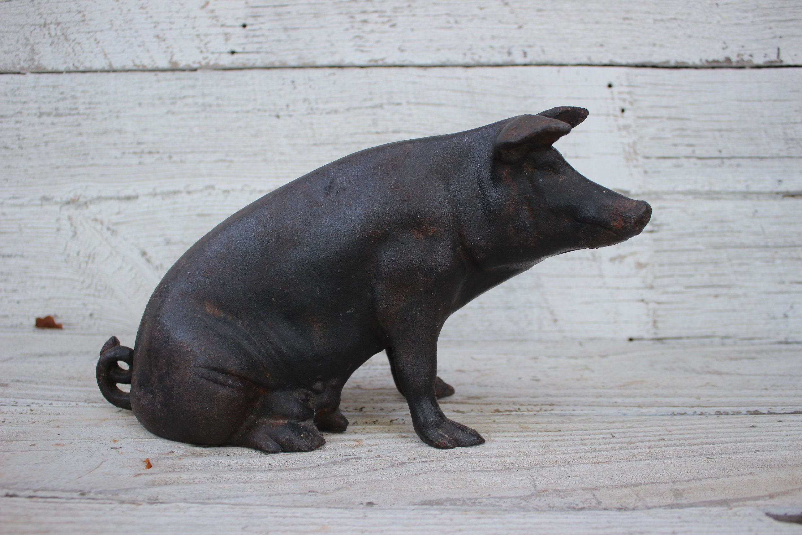 CAST IRON PIG Decor Vintage Black Cast Iron Piggy Bank 1800s | Etsy