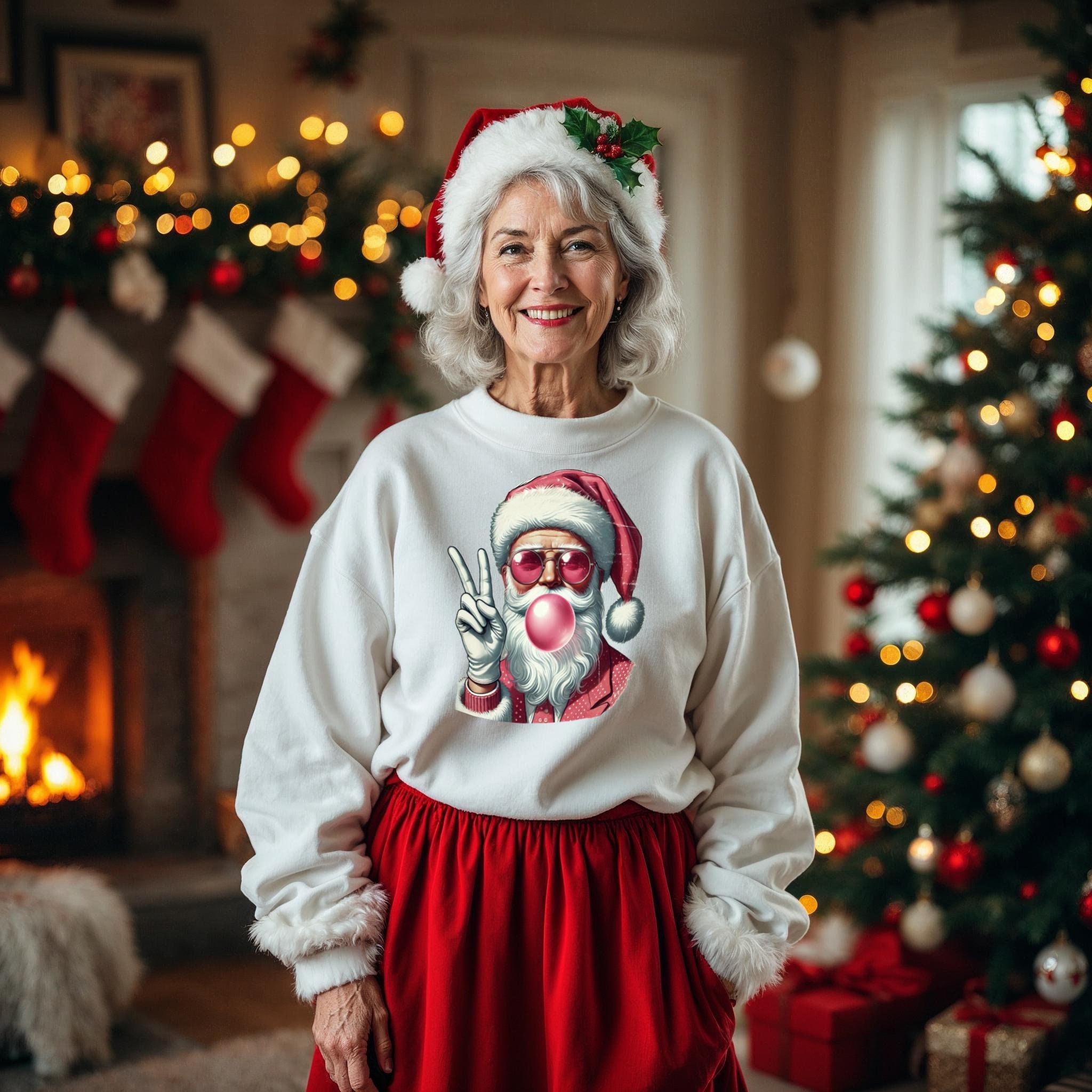 Retro Santa Bubble Gum PNG | Funny Christmas Clipart for Sublimation ...