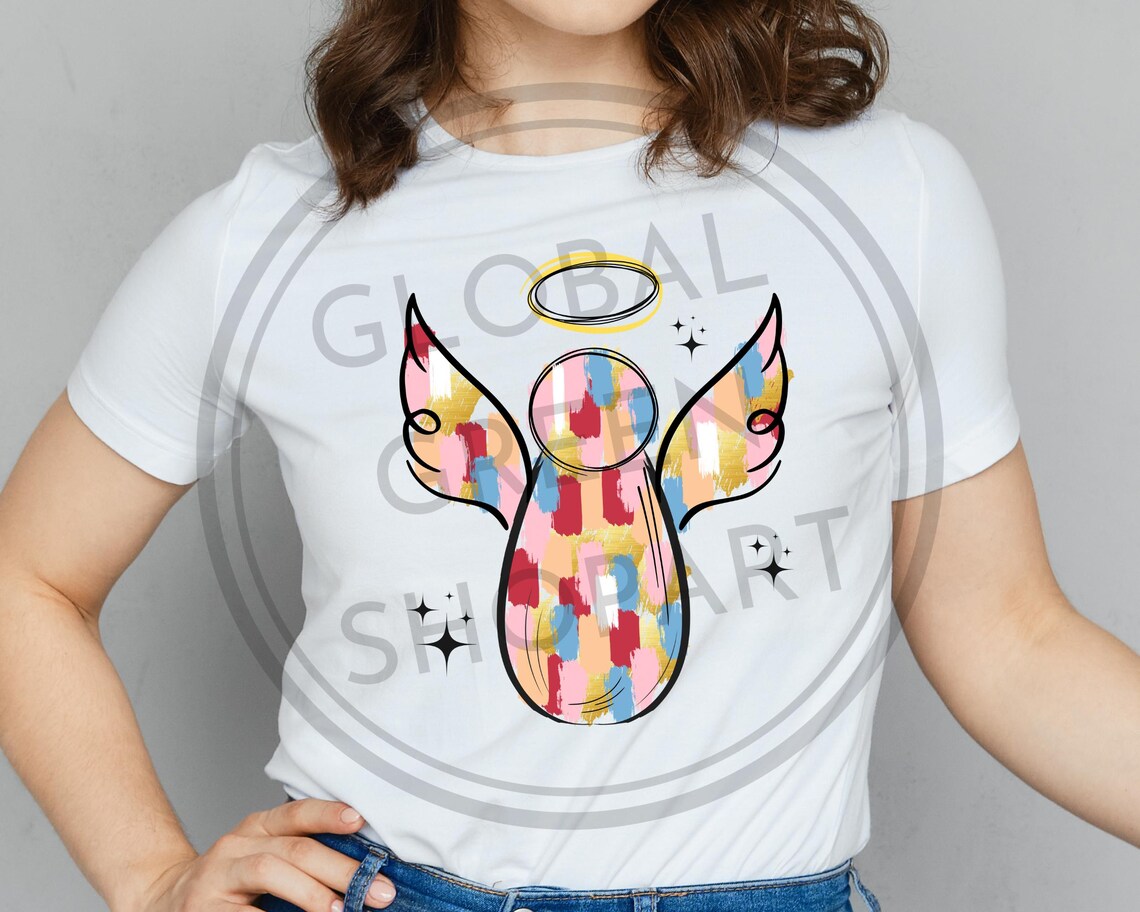 Colorful Glitter Christmas Angel Png, Brushstroke Christmas Png ...