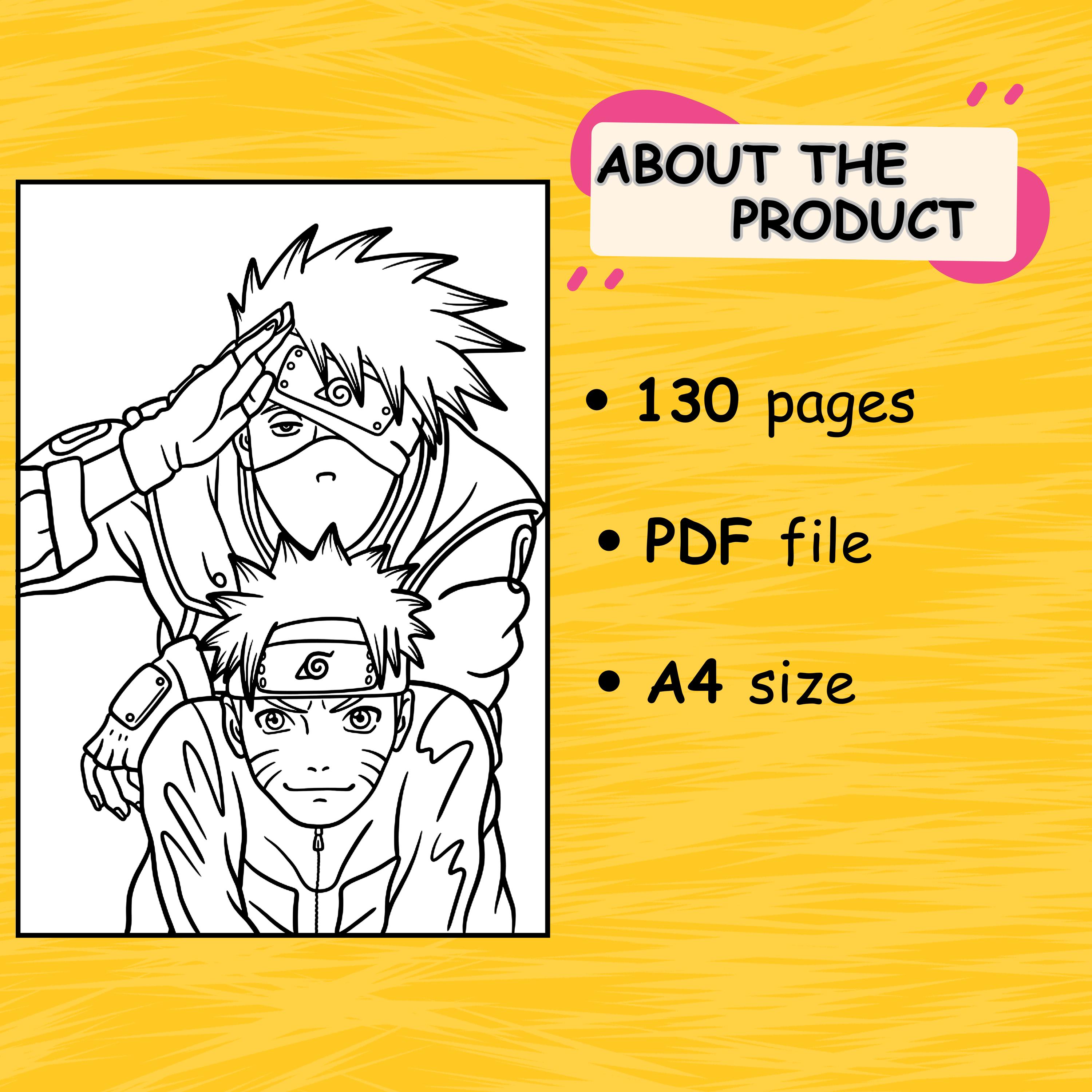 130 Pages Naruto Coloring Book Coloring Pages for Kids Digital Download ...