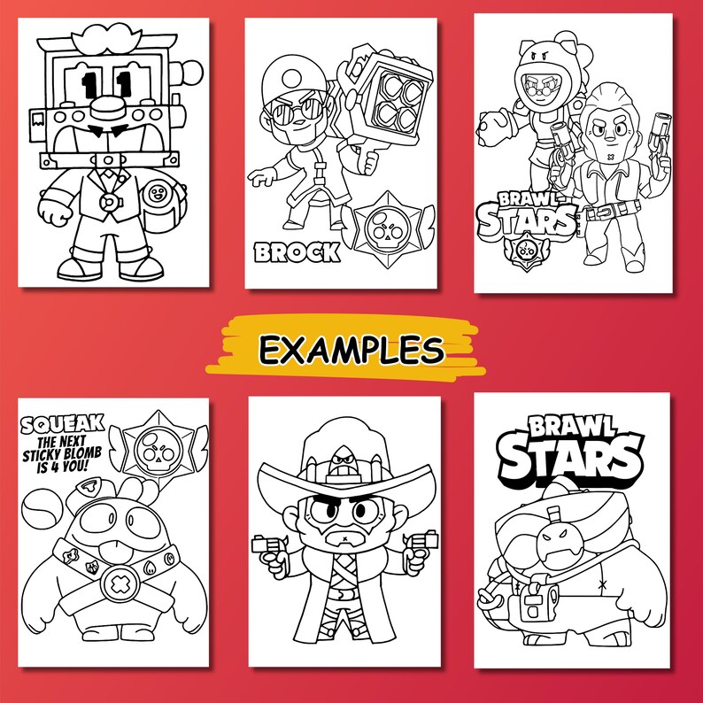 70 Pages Brawl Stars Coloring Book Coloring Pages for Kids Digital ...