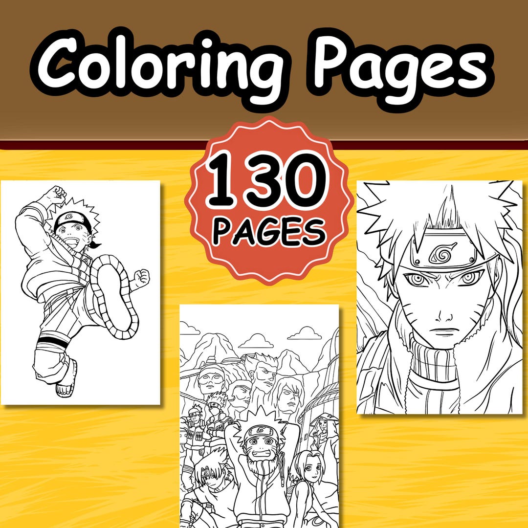 130 Pages Naruto Coloring Book Coloring Pages for Kids Digital Download ...