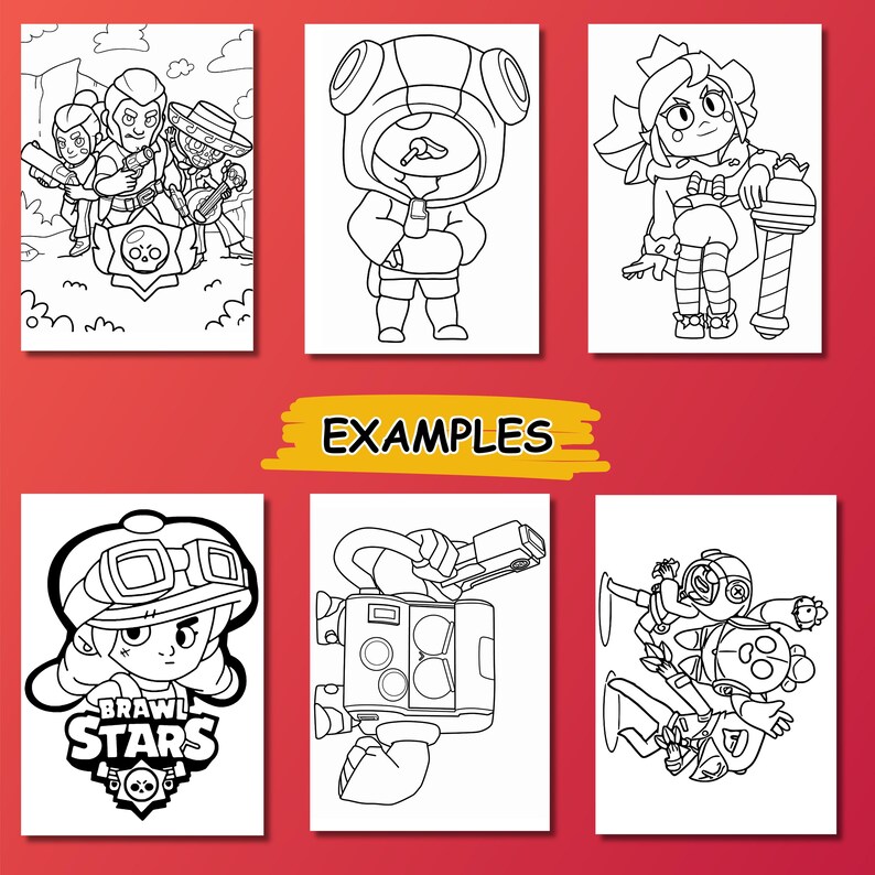 70 Pages Brawl Stars Coloring Book Coloring Pages for Kids Digital ...