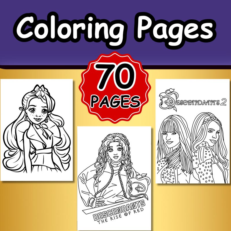 Descendants Rise of Red Coloring Pages - Etsy