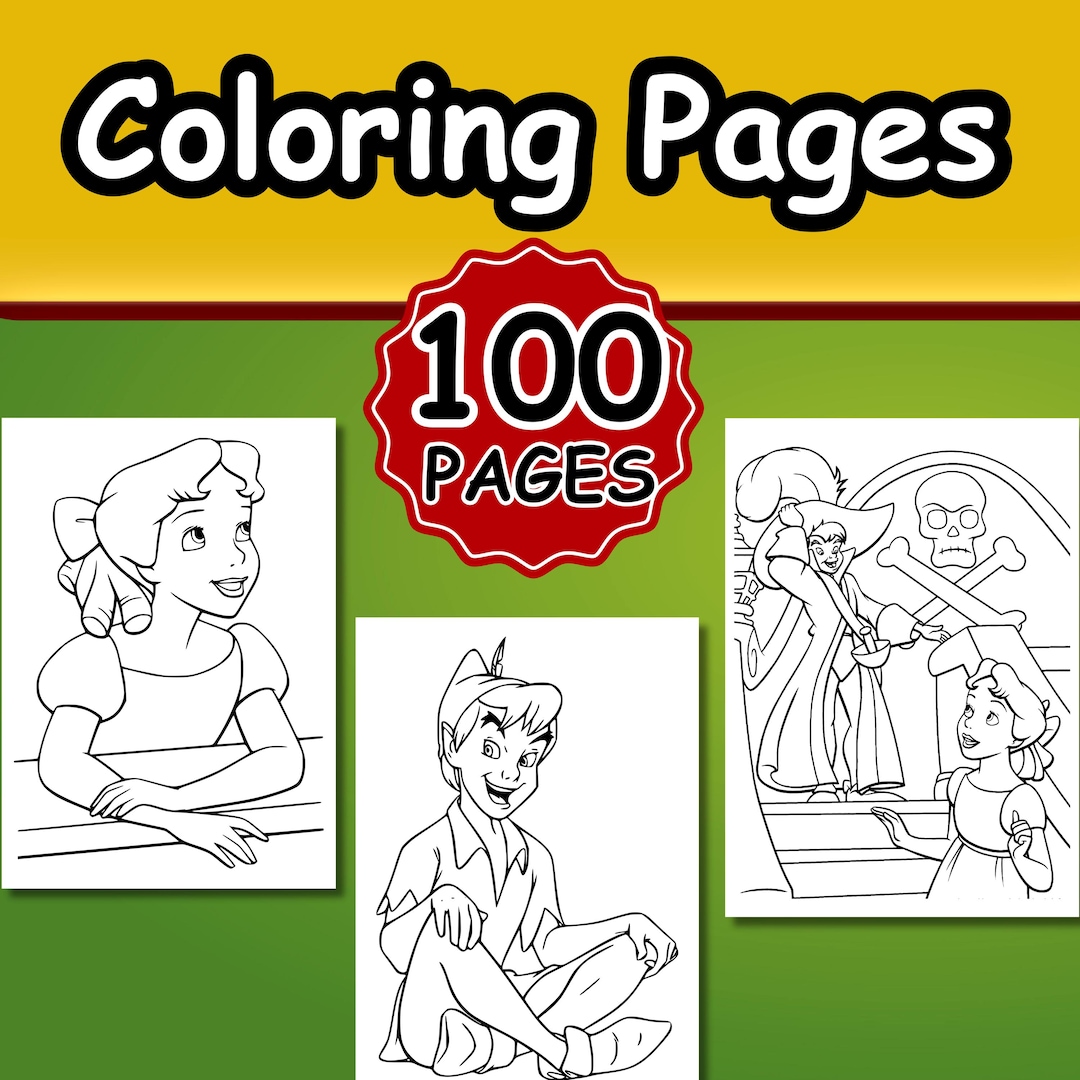100 Pages Peter Pan Coloring Book Coloring Pages for Kids Digital ...