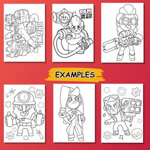 70 Pages Brawl Stars Coloring Book Coloring Pages for Kids Digital ...