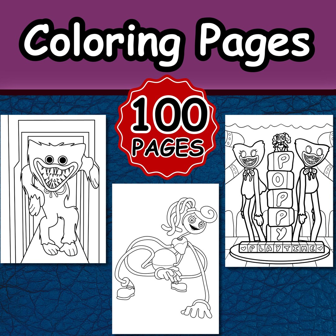 100 Pages Poppy Playtime Coloring Book Coloring Pages for Kids Digital ...
